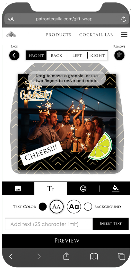 Patrón Virtual Gift Wrapper - Rose Digital - Spirits and Beverage AR